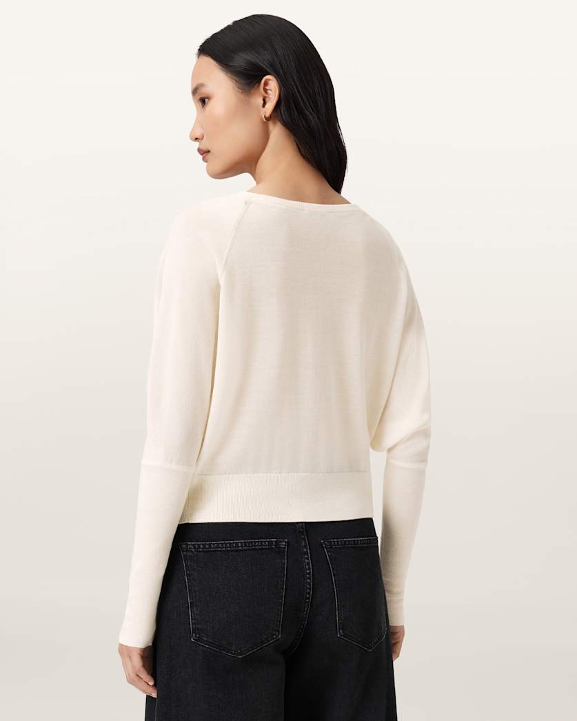 Ridley Cropped Wool Jumper Chalk White | ALLSAINTS